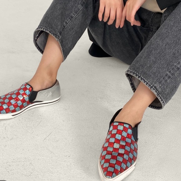 Marc Jacobs | Shoes | Marc Jacobs Delancey Slipon Sneaker Red Silver ...